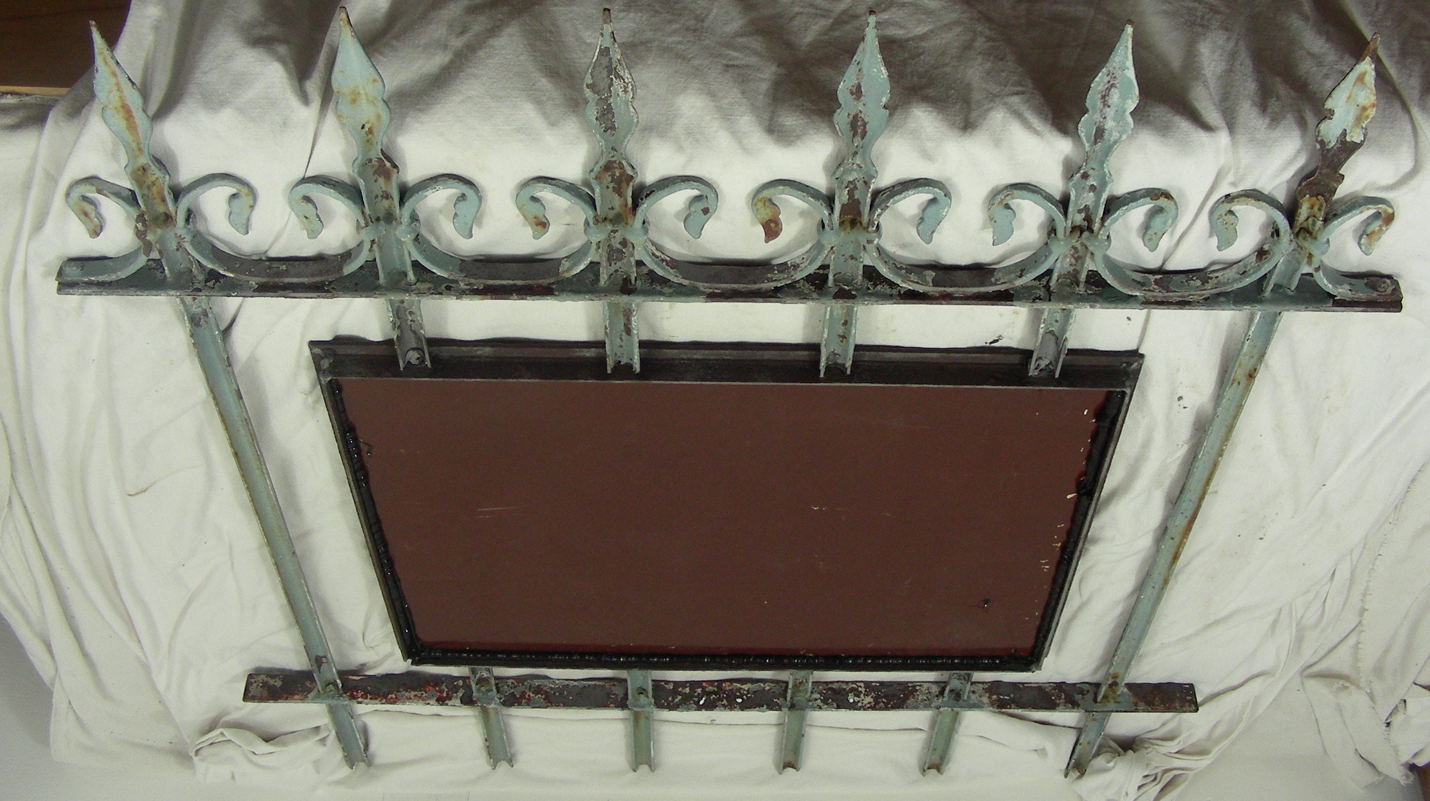 Antique Wrought Iron Mirror Church Gate Fleur De Lys French - Etsy