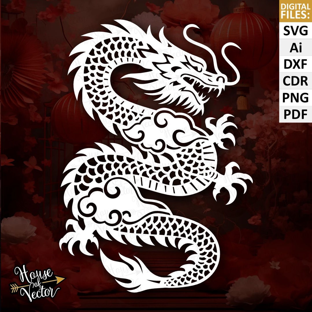 Chinese Dragon Ornament, Digital Download Files SVG, Ai, DXF, Cdr, PNG ...