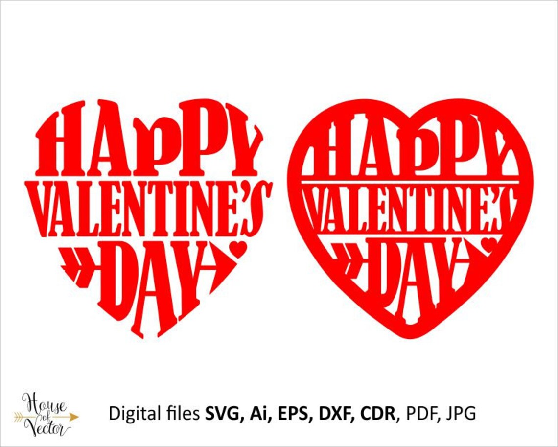 Happy Valentine's Day clipart SVG EPS Ai DXF cdr. | Etsy