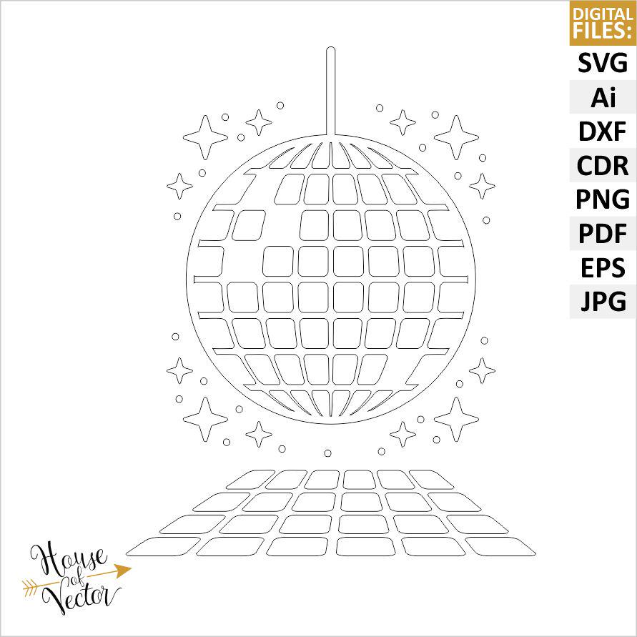 Disco Ball SVG Vector Files Clipart. Party DIY Cut File, Funny Birthday ...