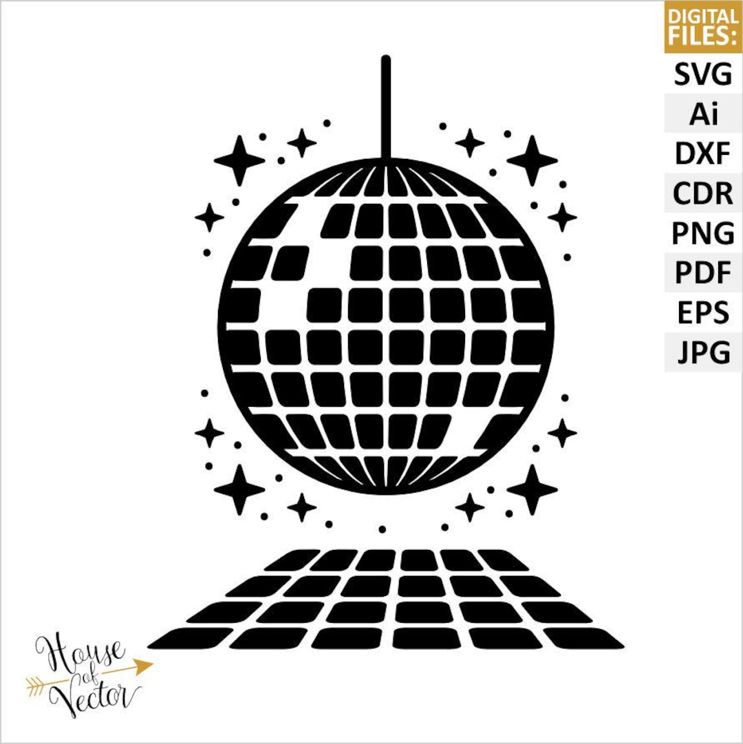 Disco Ball SVG Vector Files Clipart. Party DIY Cut File, Funny Birthday ...