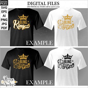 Bling King SVG, Ai, PNG, EPS, Pdf, Jpg Digital Clip Art. Crown, Stars ...