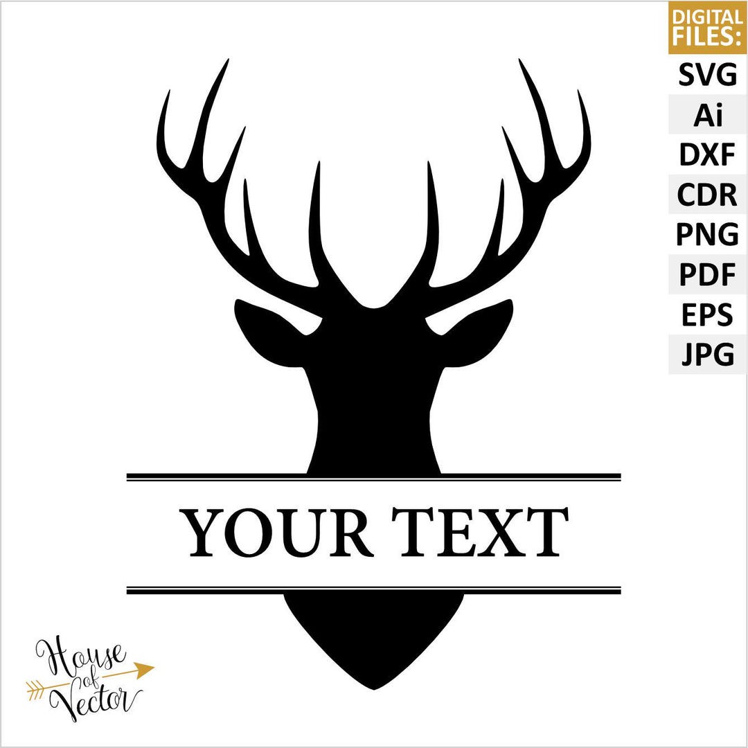 Stag, Deer Head Split Monogram, SVG Vector Files, PNG File Clipart ...