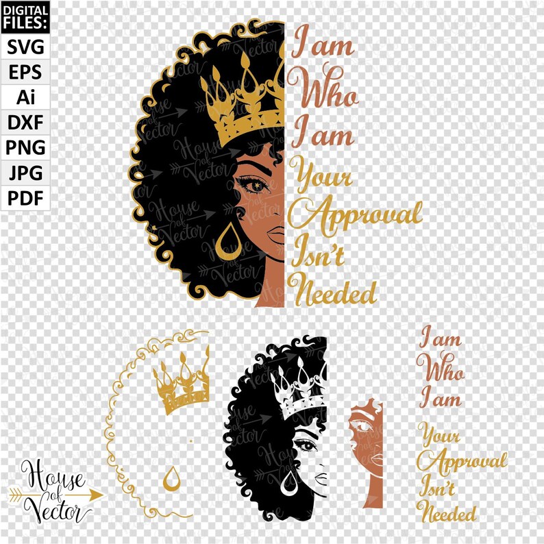 Black Queen Afro Woman in Crown SVG Ai PNG EPS Pdf Jpg - Etsy