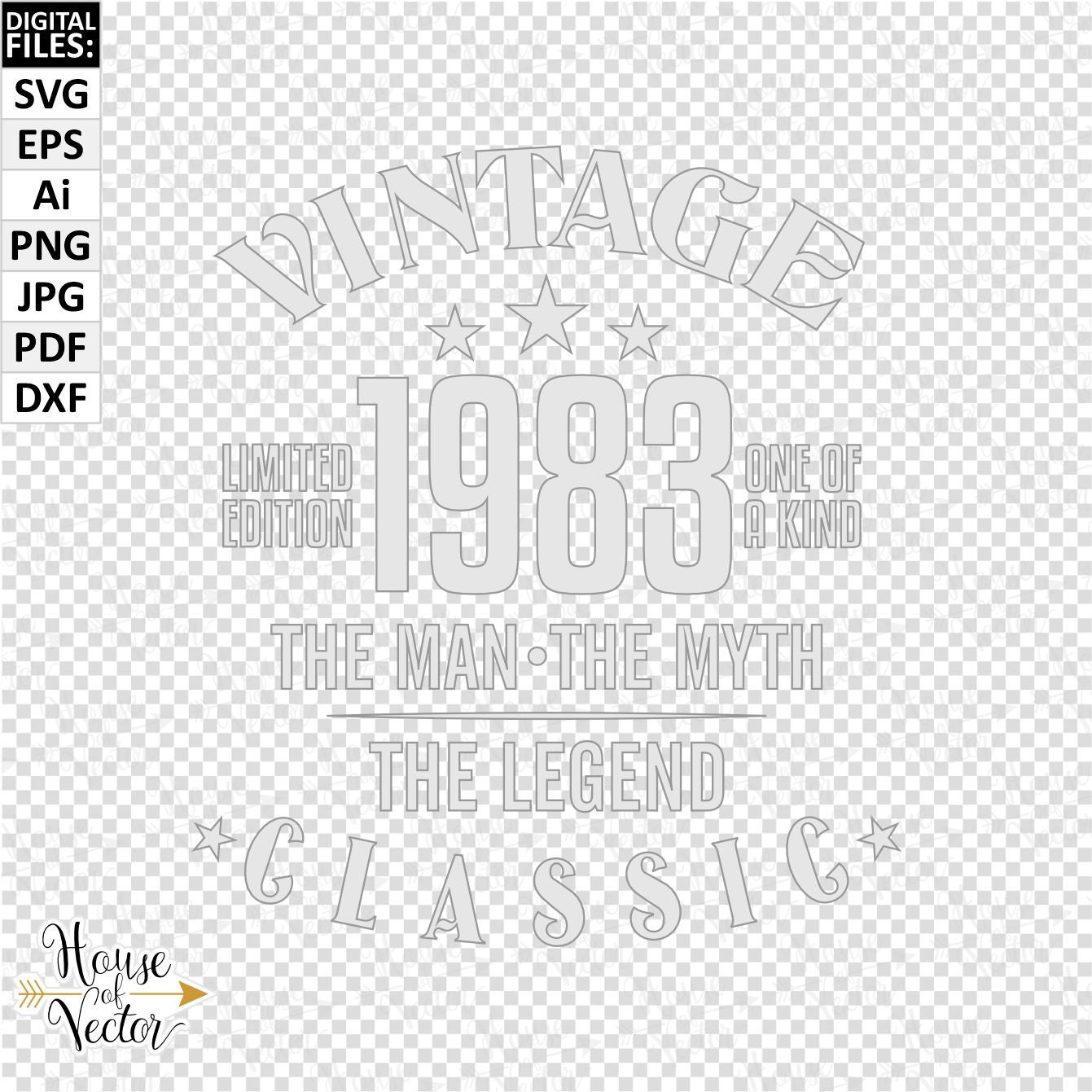 40th Birthday 1983 Vintage Style SVG Vector Files Clipart. the - Etsy