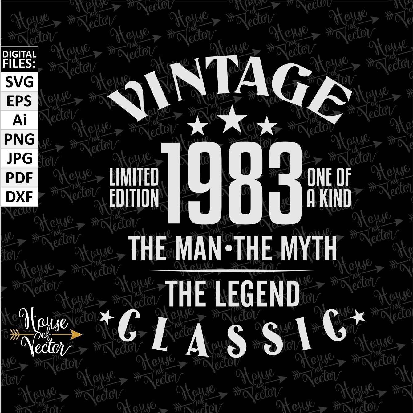 40th Birthday 1983 Vintage Style SVG Vector Files Clipart. the - Etsy