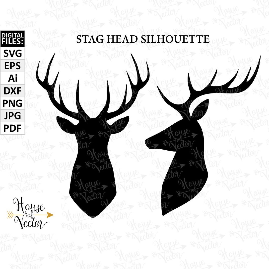 Stag, Deer Head SVG Vector Files, PNG File Clipart. Digital Download ...