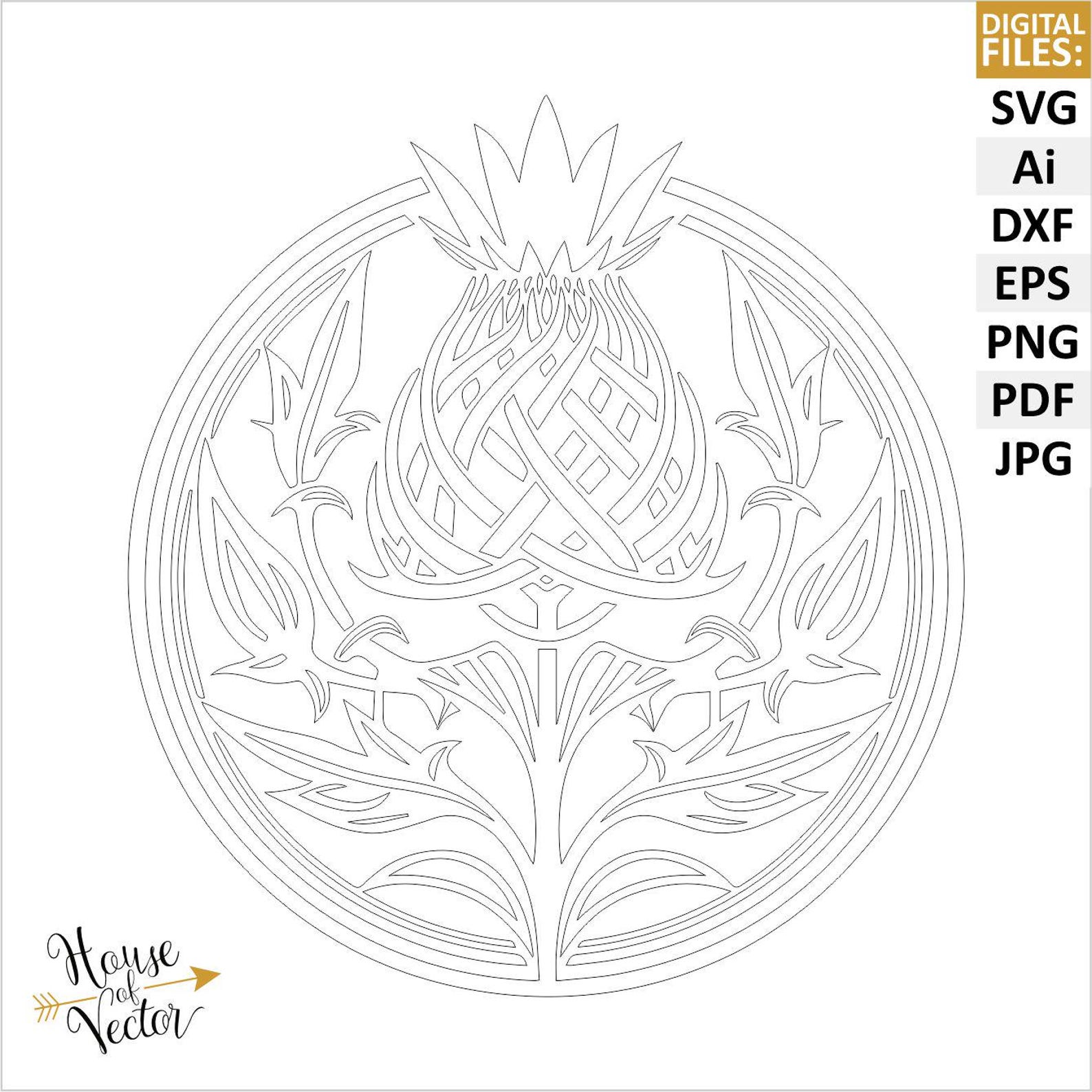 Thistle Folwer in Celtic Knod Style Clipart SVG, EPS, Ai, Png. Scottish ...