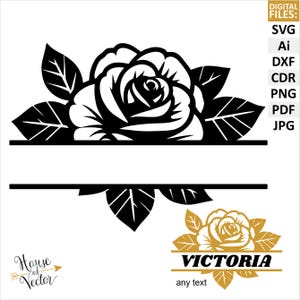 Split Rose, Monogram, Frame, SVG, Cut Files. Vinyl Design Cutting Files ...
