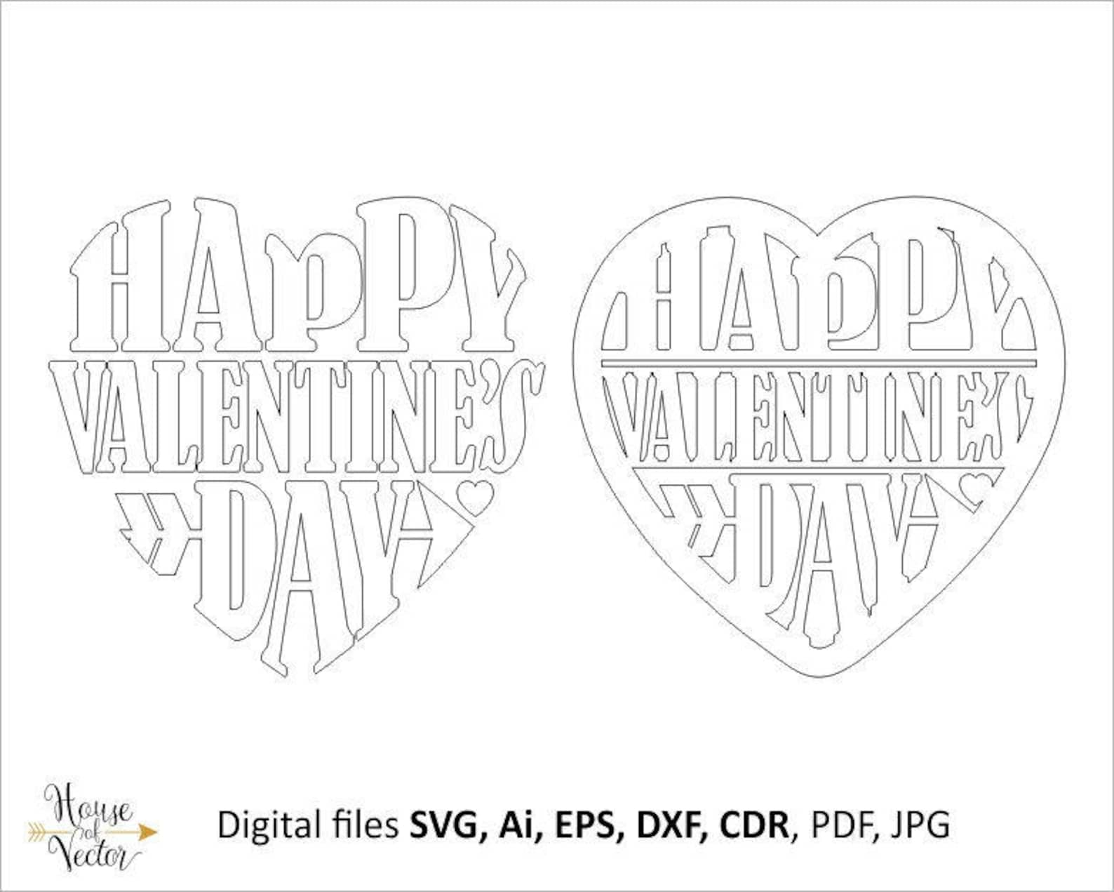 Happy Valentine's Day clipart SVG EPS Ai DXF cdr. | Etsy