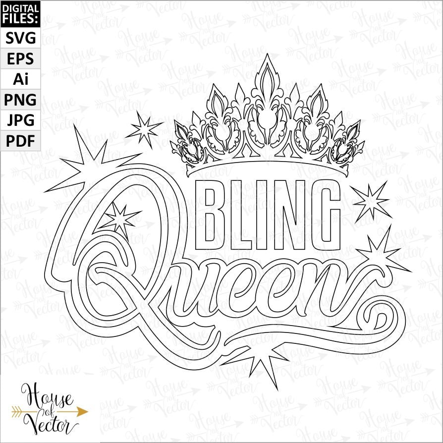 Bling Queen SVG, Ai, PNG, EPS, Pdf, Jpg Digital Clip Art. Crown / Tiara ...