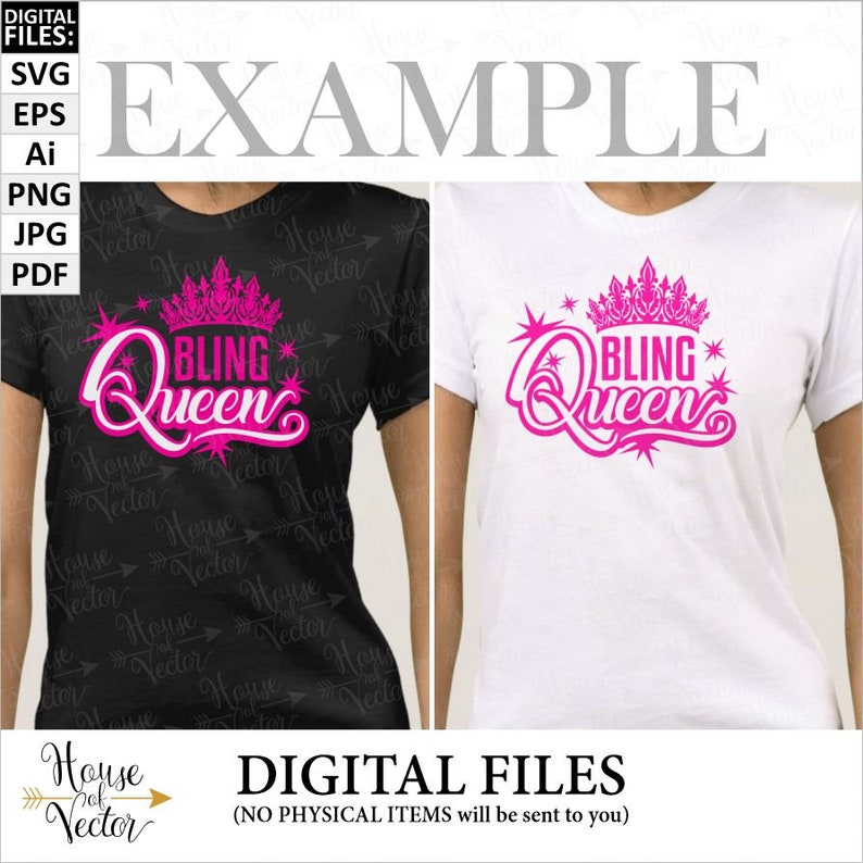 Bling Queen SVG, Ai, PNG, EPS, Pdf, Jpg Digital Clip Art. Crown / Tiara ...
