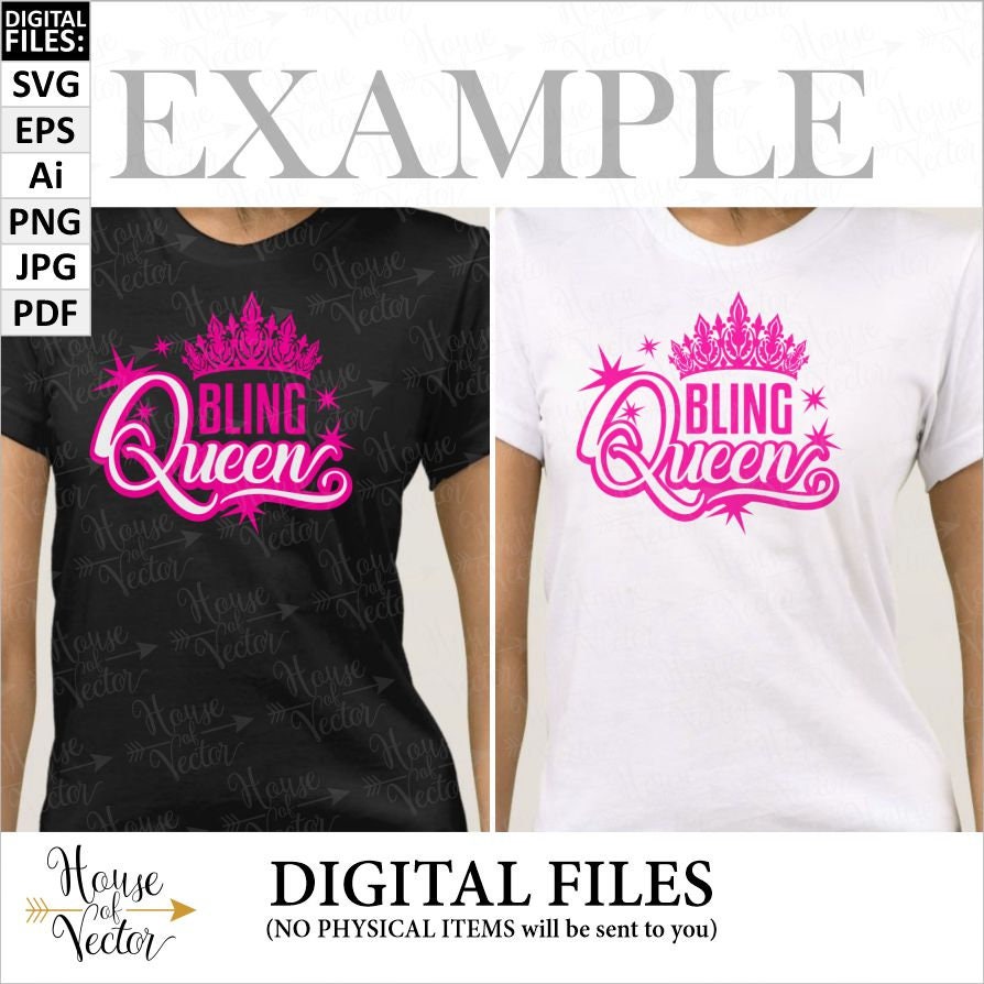 Bling Queen SVG, Ai, PNG, EPS, Pdf, Jpg Digital Clip Art. Crown / Tiara ...