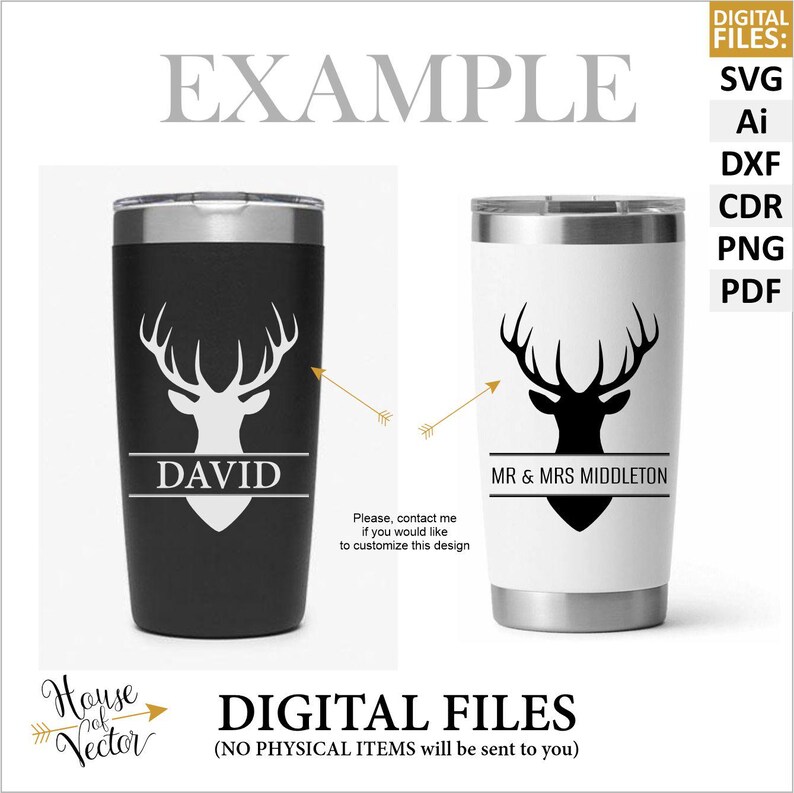Stag, Deer Head Split Monogram, SVG Vector Files, PNG File Clipart ...