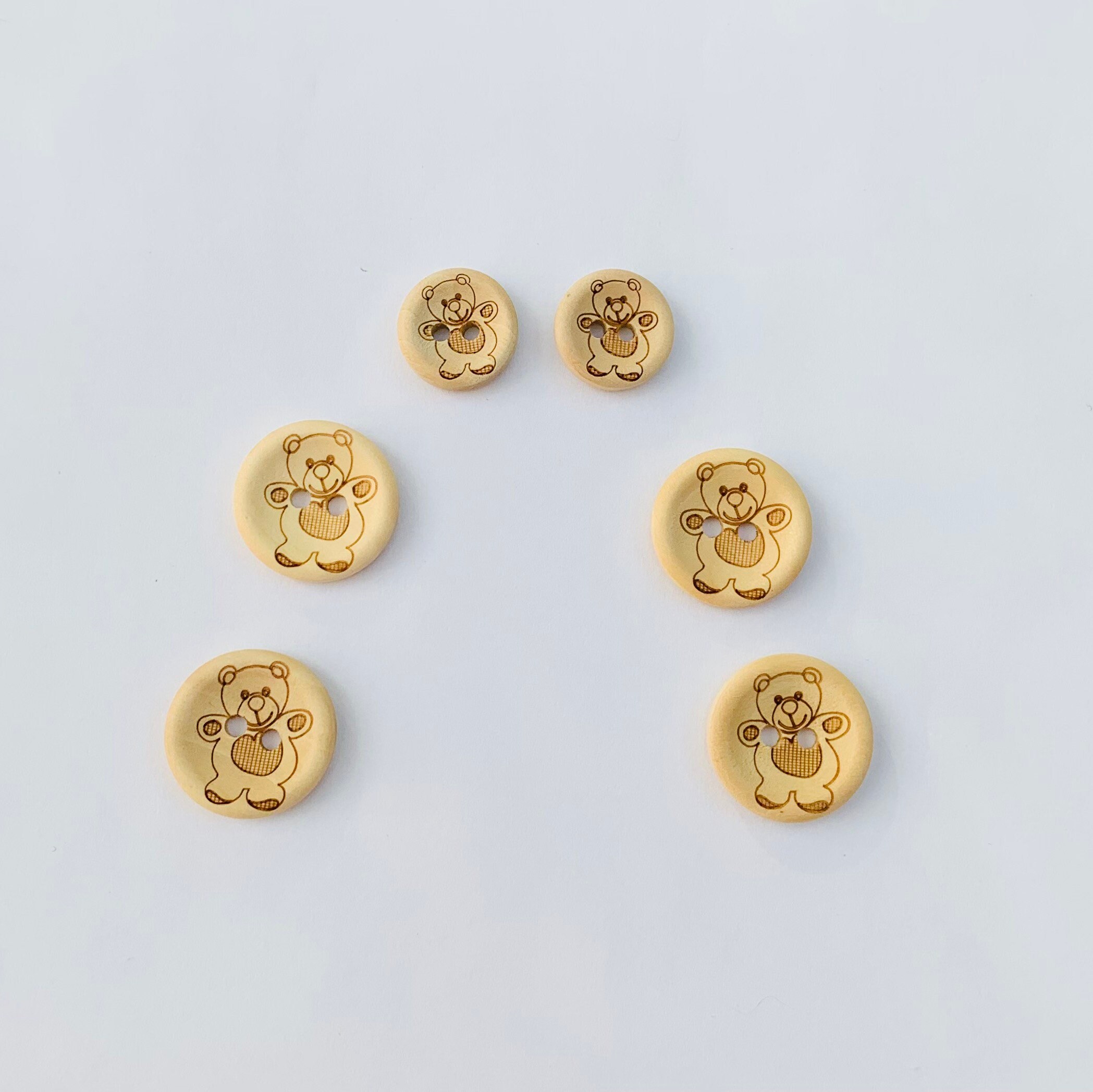 Wooden Buttons 6 Teddy Bear Wooden Buttons Sewing Crochet - Etsy
