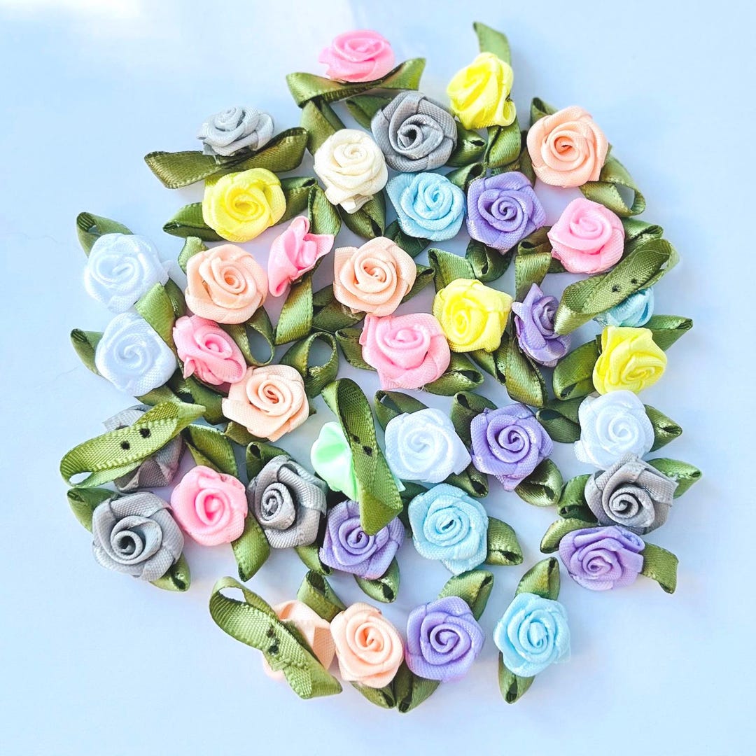 Pastel Rosebud Mix, Satin Roses, Wedding Card Embellishments, Satin ...