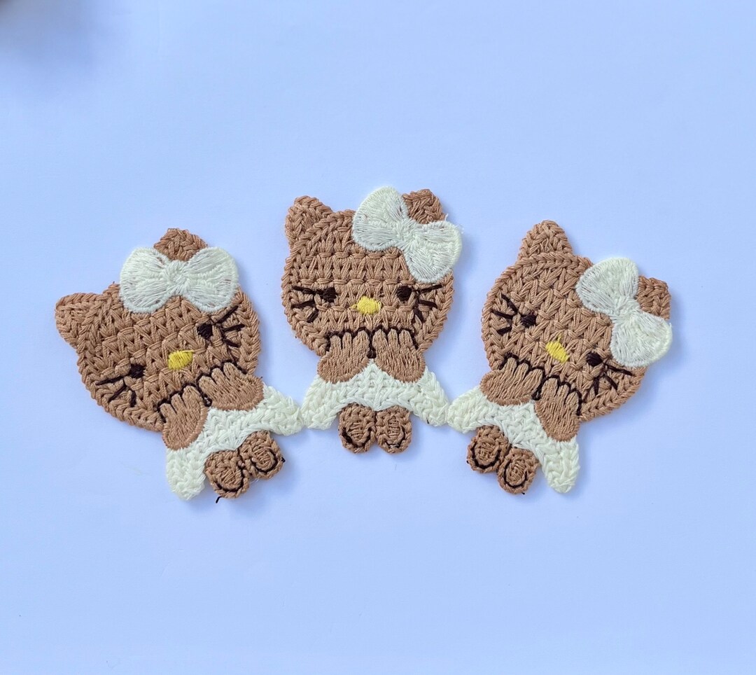 Embroidered Cat Appliqués, 1 Cute Cat Motifs, Embellishments, Sewing ...