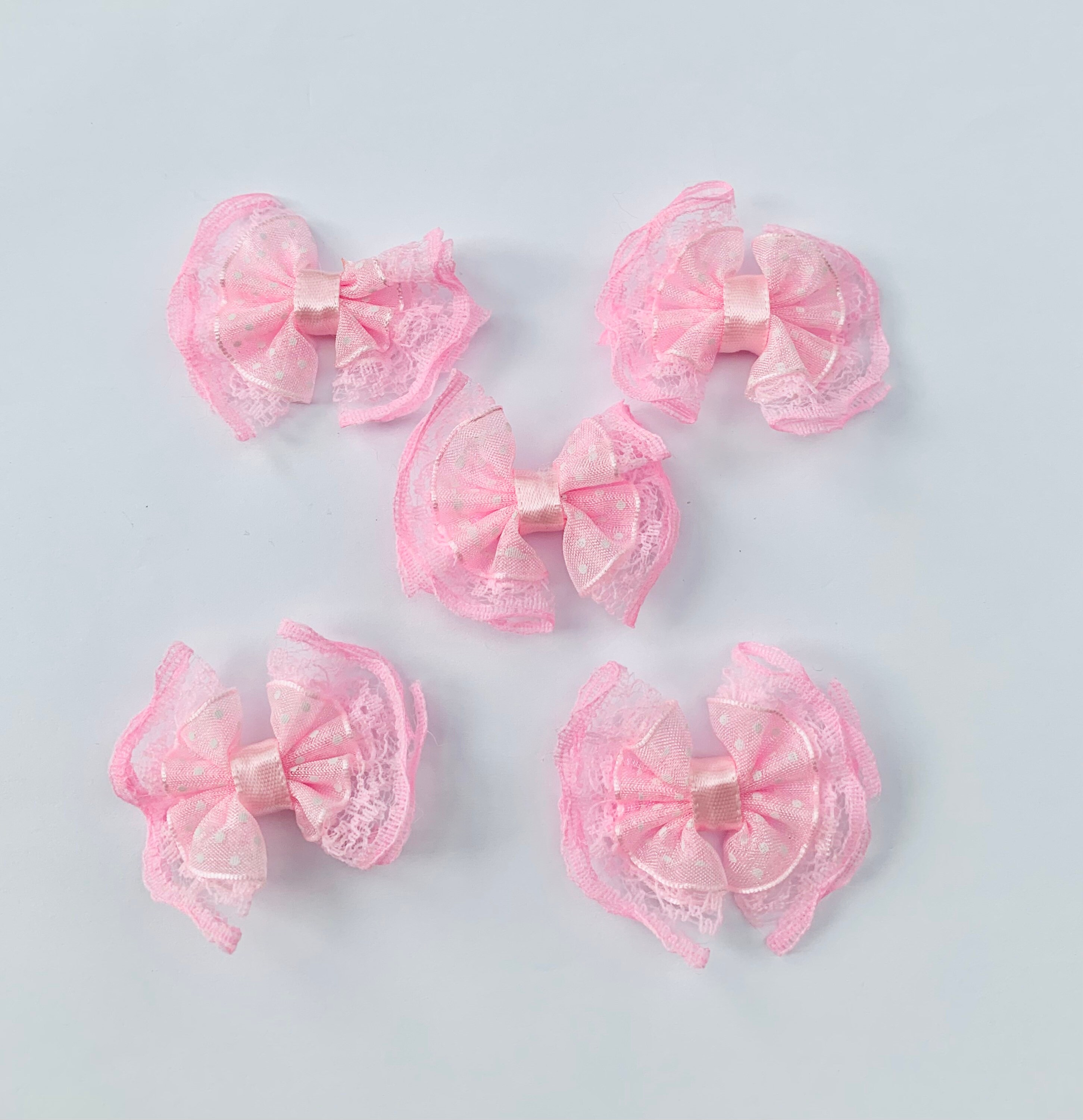 Pink Ribbon Bows 5 Pink Bows Ribbon Bows Lace Bows - Etsy