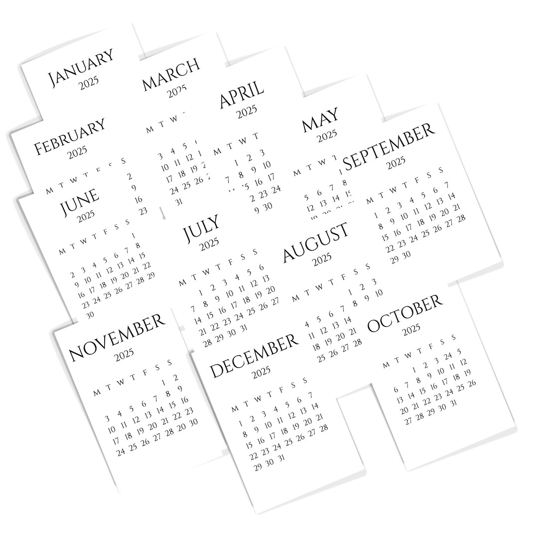 2025 Calendar Cards: Minimalist Planner Journaling (set of 12) - Etsy