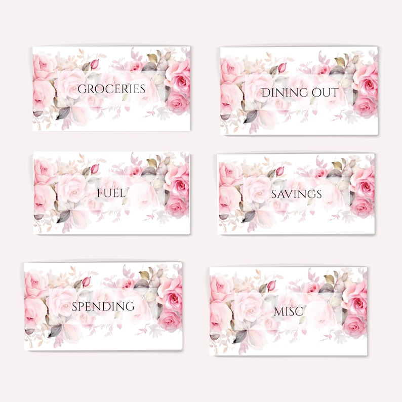 Custom A6 Cash Envelope Inserts | White Card Wallet Inserts | Floral ...