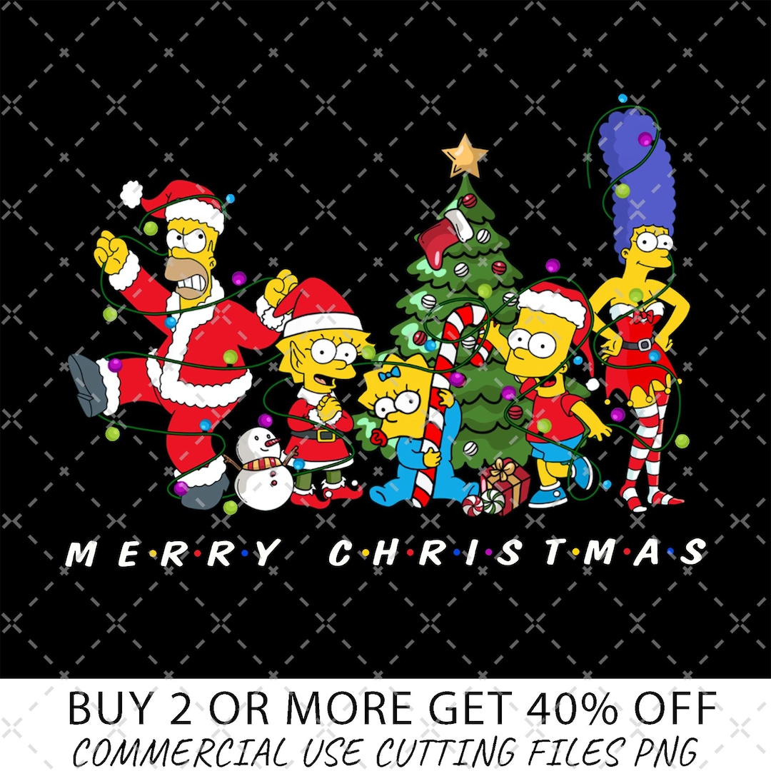 The Simpsons Christmas Lights Merry Xmas Png, Funny Homer Marge Bart ...