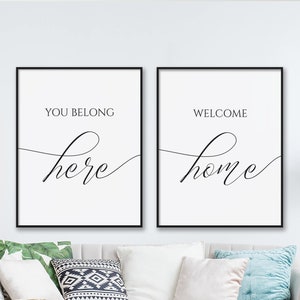 You Belong Here Welcome Home Printable Quote, Home Decor Diptych ...