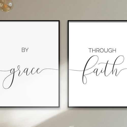 By Grace Through Faith printable Quote Diptych Printable - Etsy