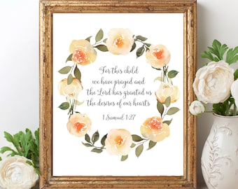 Printable Nursery Bible Verse Art "for This Child We Have Prayed" 1 ...