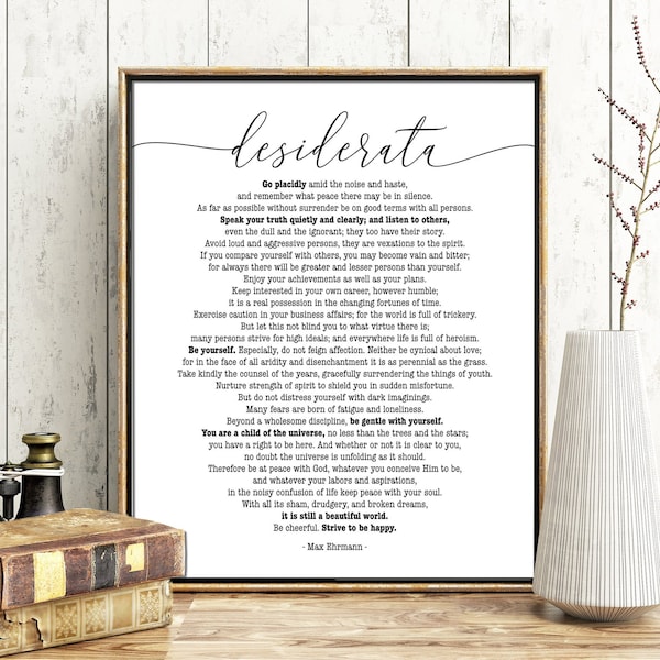 Desiderata Printable - Etsy