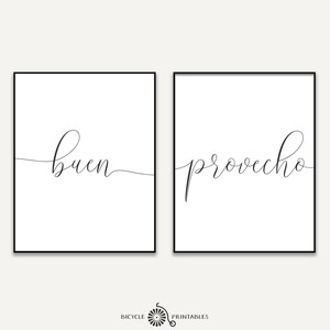 Buen Provecho – Kitchen Decor Printable Quote Diptych, Printable Poster ...