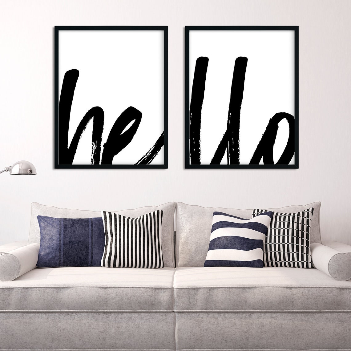 Hello Print Sign Hello Poster Set of 2 Pieces Wall Art Decor - Etsy