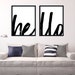 Hello Print Sign Hello Poster Set of 2 Pieces Wall Art Decor Typography ...