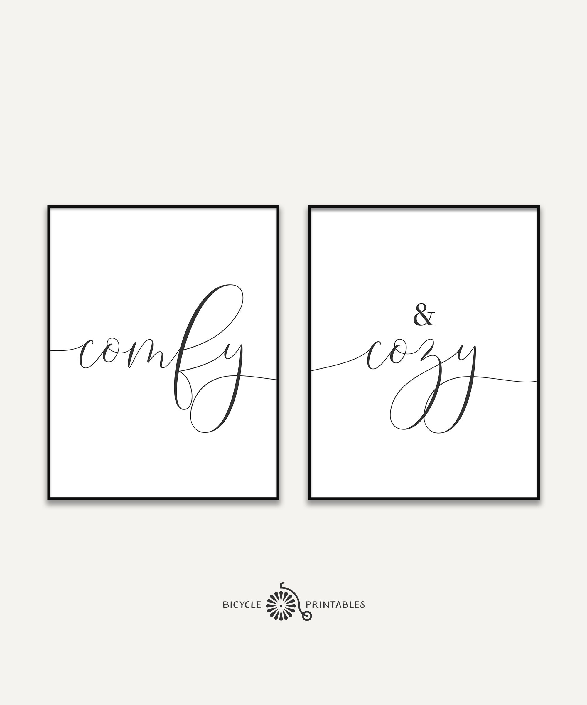 Comfy and Cozy Relaxation Quote Print Printable Poster Set | Etsy