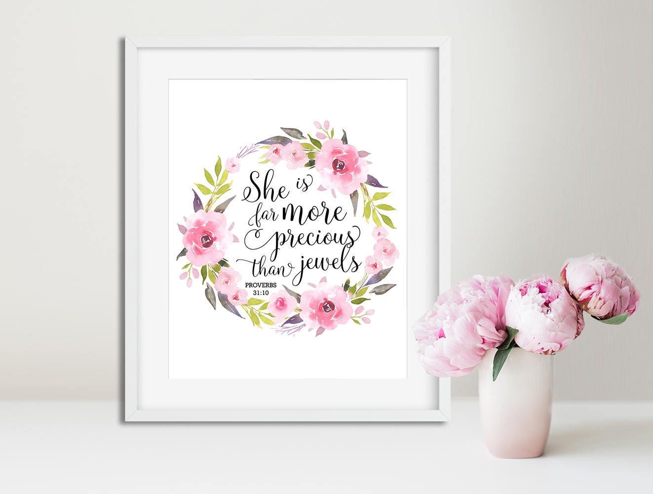 She is Far More Precious Than Jewels PRINTABLE Nursery Decor Christian ...