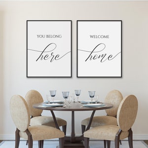 You Belong Here Welcome Home Printable Quote, Home Decor Diptych ...