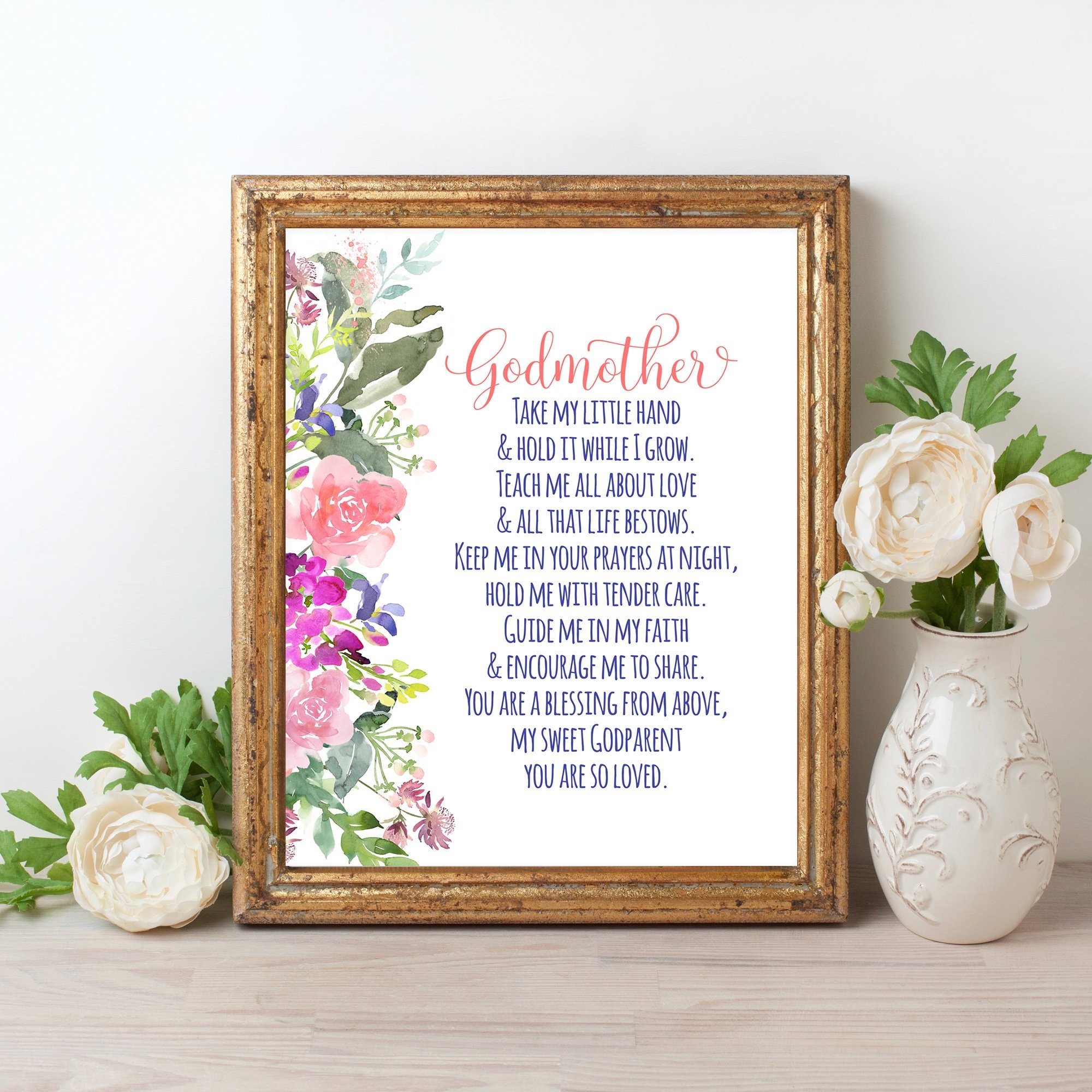 Take My Little Hand and Hold It While I Grow, Godparents Poem, Gift for ...