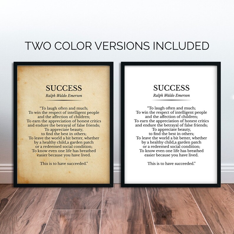 Success Ralph Waldo Emerson Poem Print Decor Inspirational Printable ...