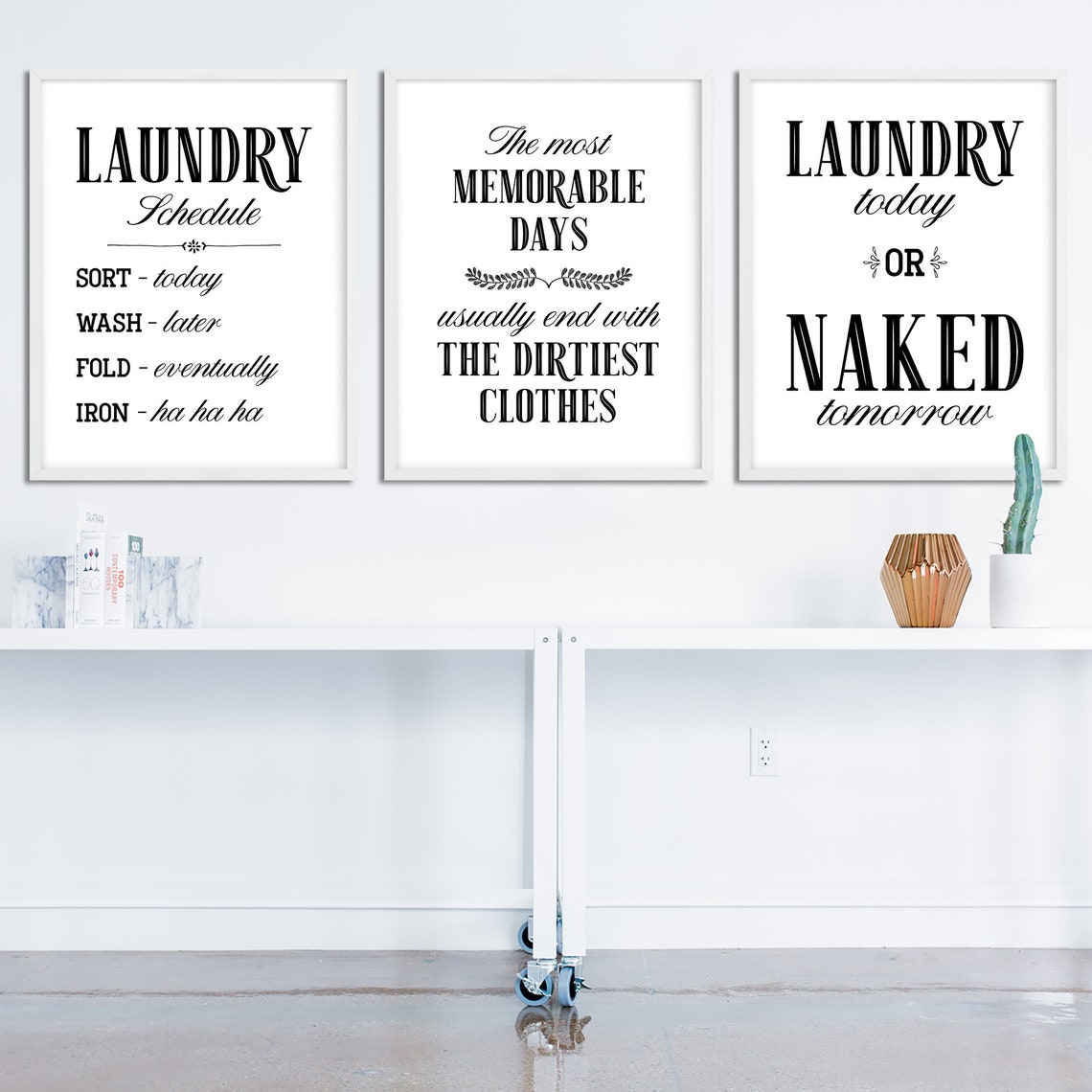 Laundry Set of 6 Printable Posters Modern Calligraphy Print Cosy Home ...