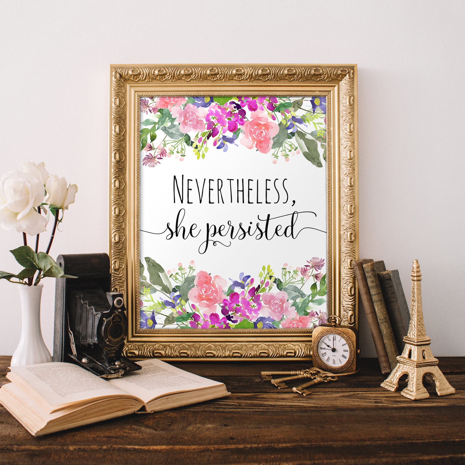 Nevertheless She Persisted Motivational Wall Art Printable Wall Decor ...