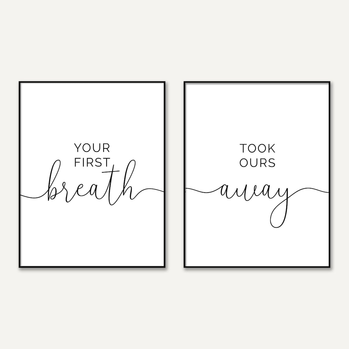 Your First Breath Took Ours Away Nursery Quote Print Diptych, Baby ...