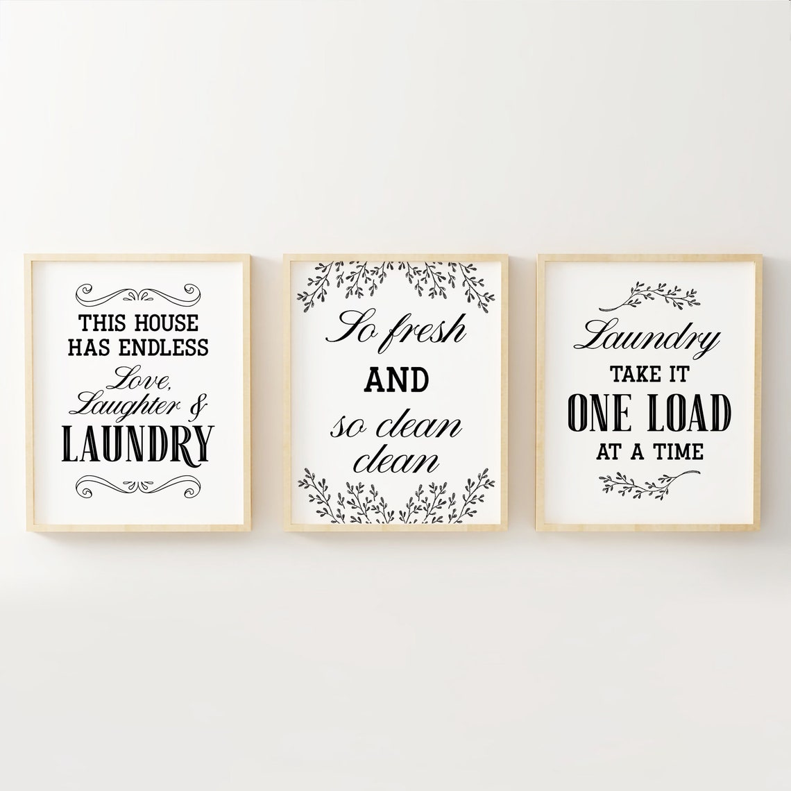 Laundry Set of 6 Printable Posters Modern Calligraphy Print Cosy Home ...
