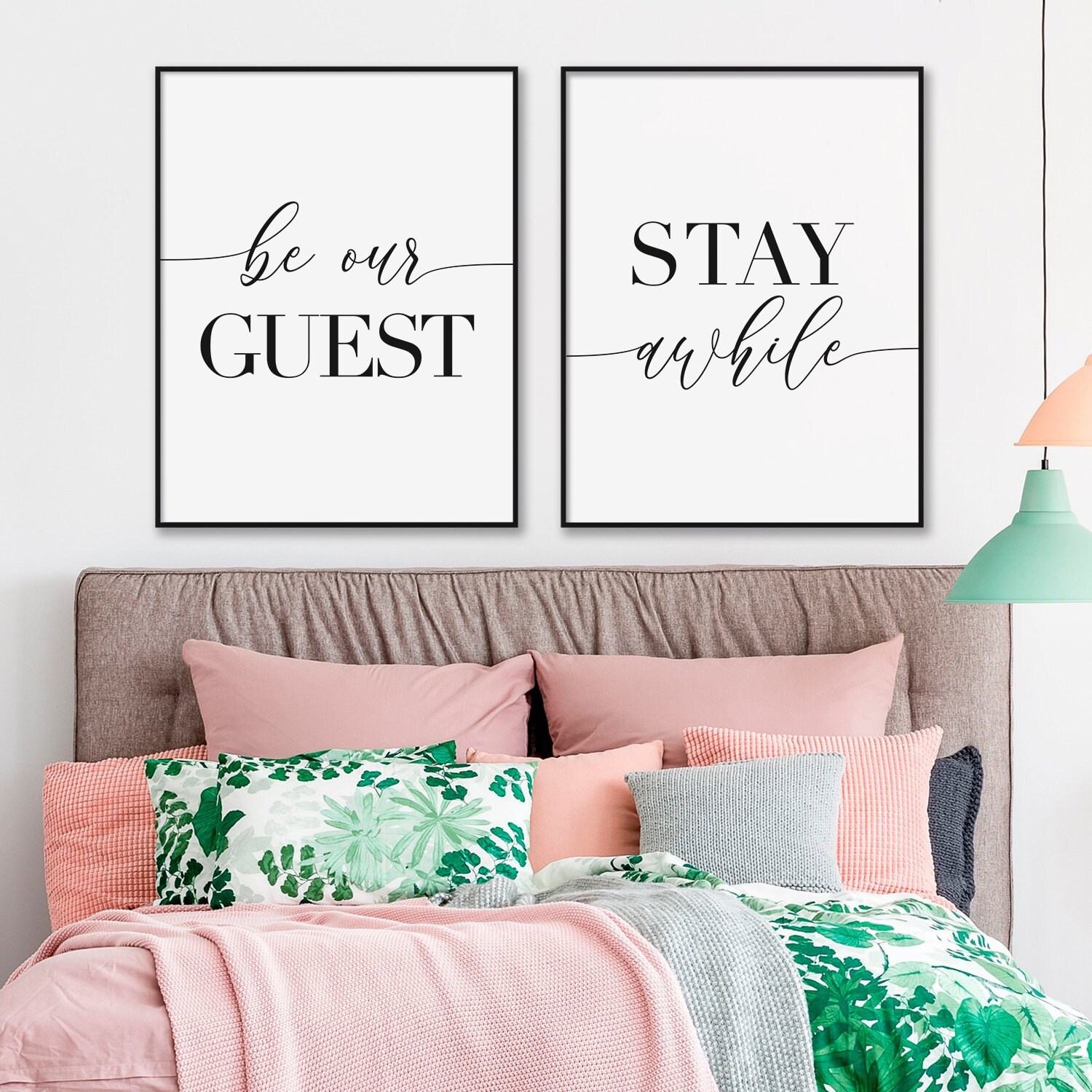 Be Our Guest Stay Awhile Typography Print Printable Wall - Etsy