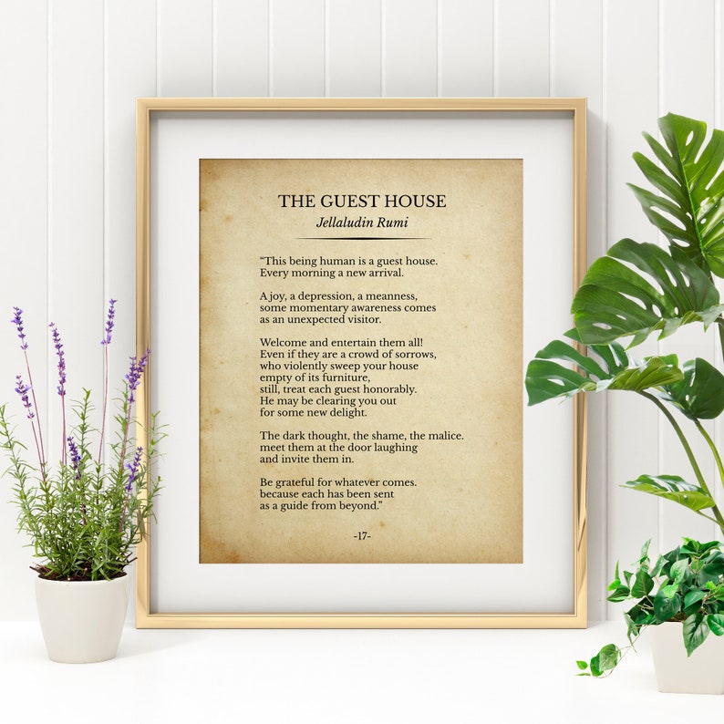 The Guest House Poem Print Jelaluddin Rumi Poem Printable - Etsy