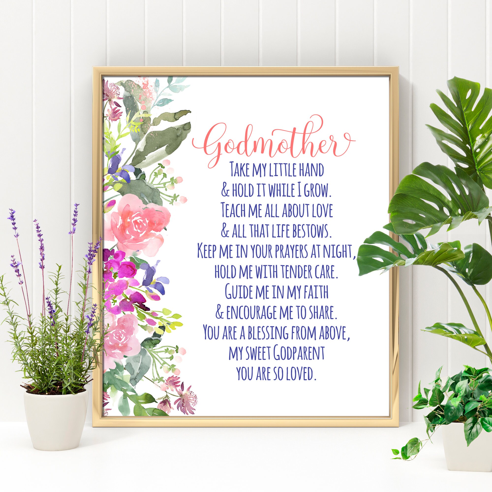 Take My Little Hand and Hold It While I Grow, Godparents Poem, Gift for ...