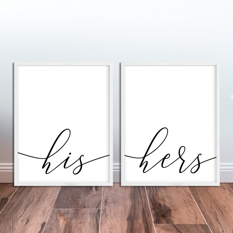 His Hers Print Set of 2 Printable Set Bedroom Decor Above Bed Wall Art ...