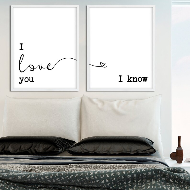 I Love You I Know Love Gift Printable Romantic Quote Print Set | Etsy