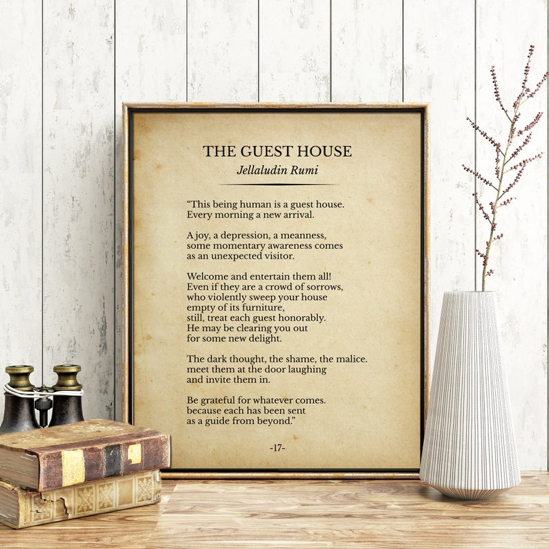 The Guest House Poem Print Jelaluddin Rumi Poem Printable - Etsy