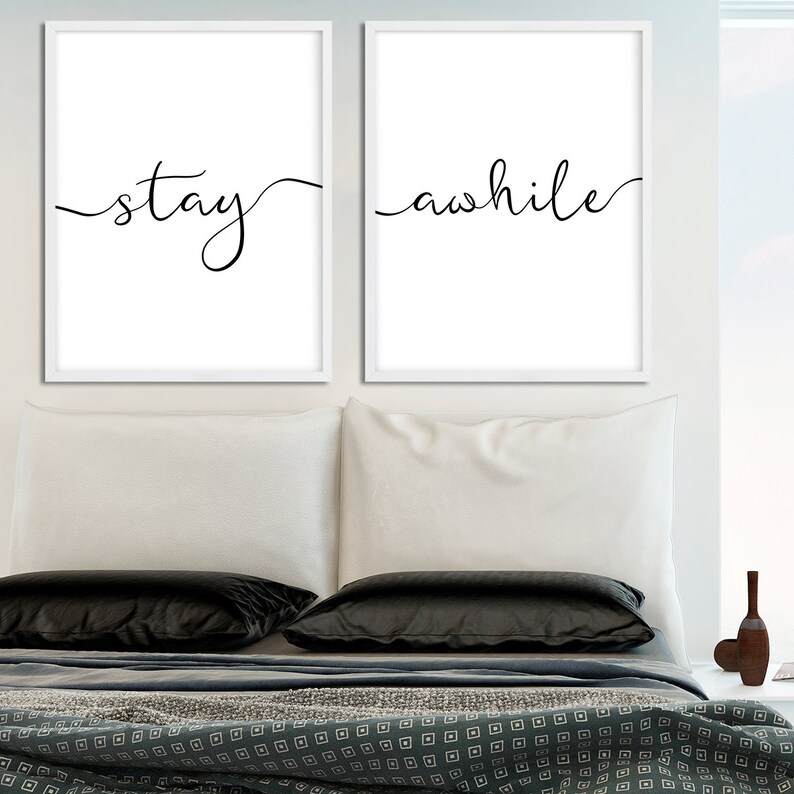 Stay Awhile Set of 2 Prints Quote Print Home Decor Printable - Etsy