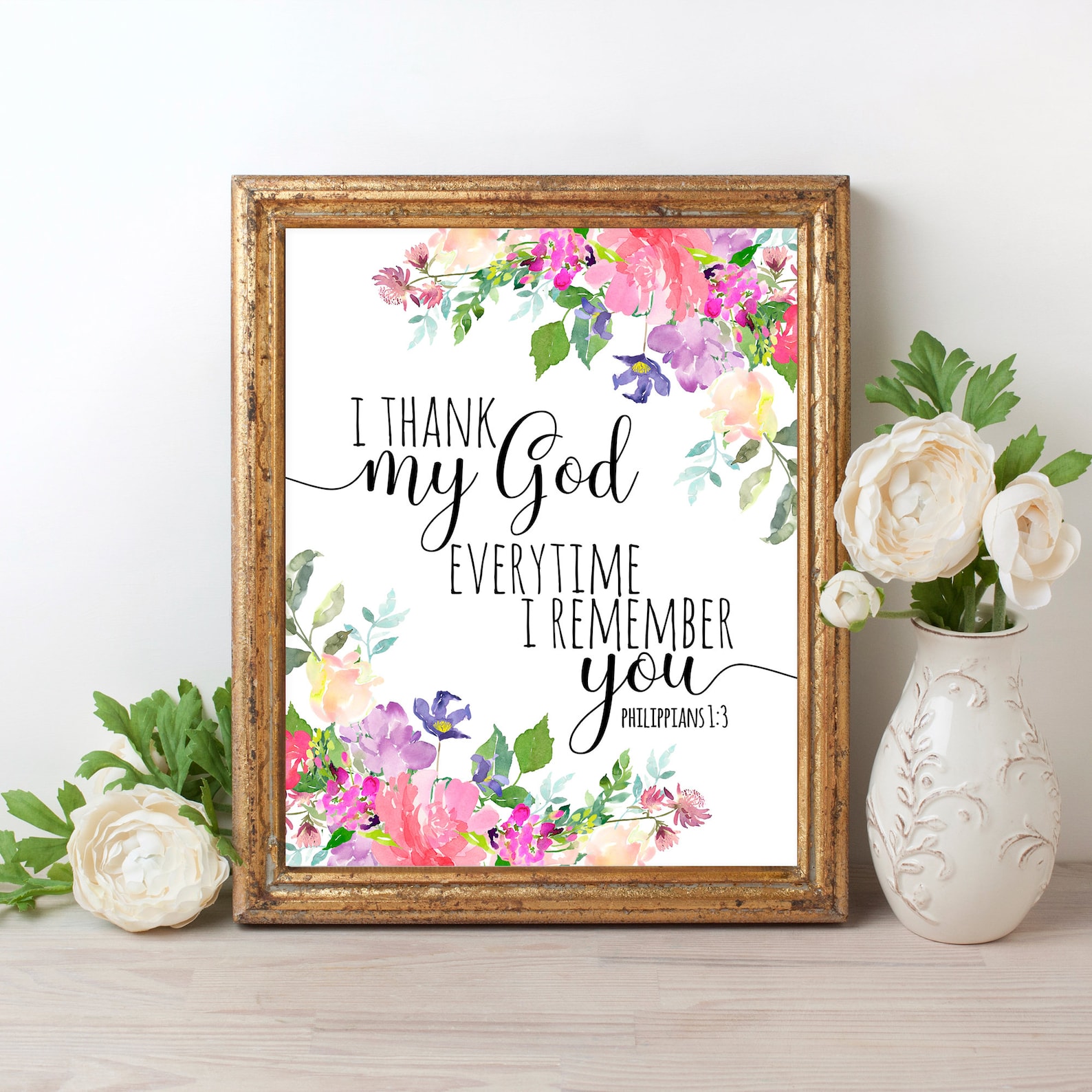 I Thank My God Every Time I Remember You PRINTABLE Bible Verse Wall Art ...