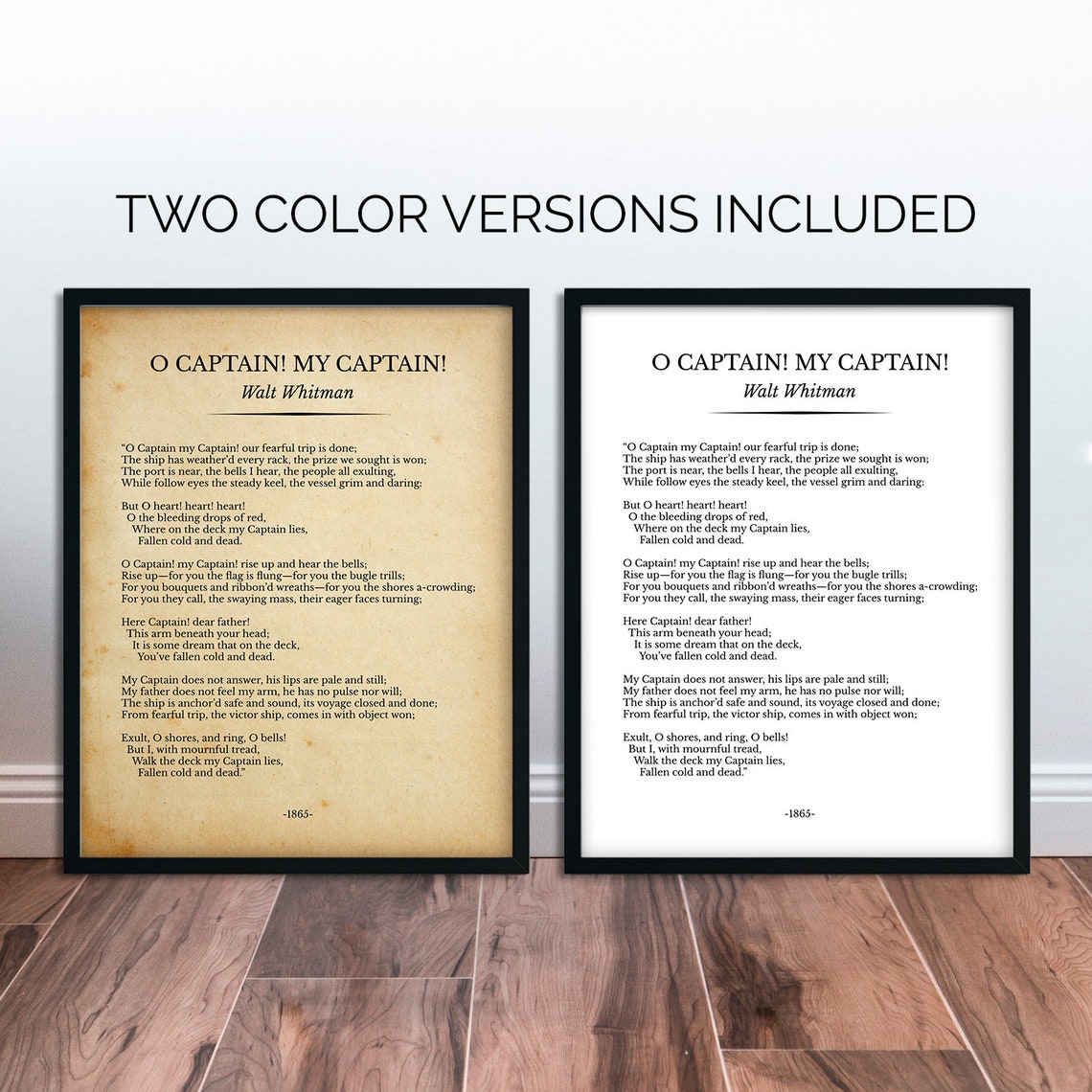 O Captain My Captain Poem Print Walt Whitman Poem Print Poetry | Etsy